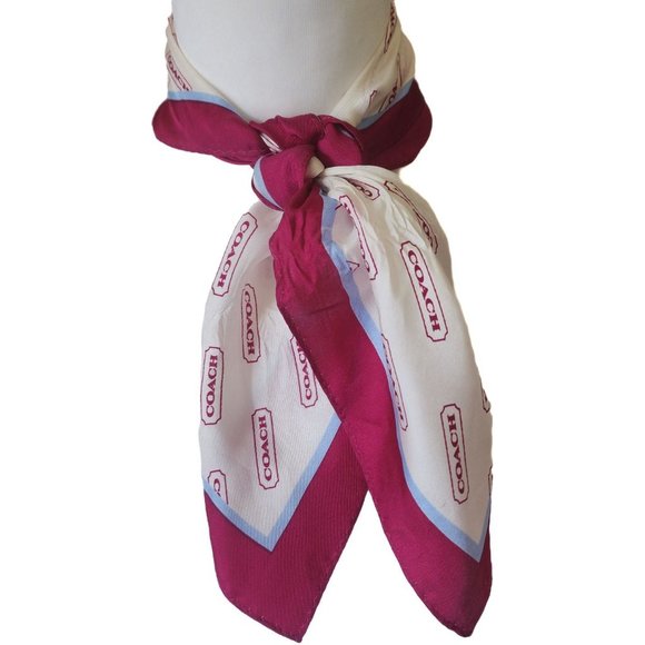 Coach | Accessories | Coach Square Silk Neck Scarf Logo Multicolor Euc ...